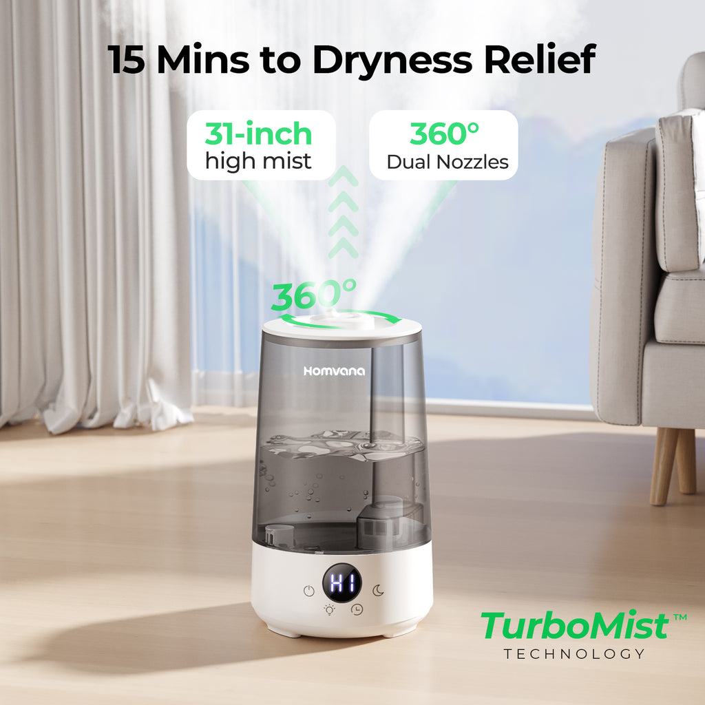Homvana H101 Humidifier, 0.79 Gal (3l), Cool Mist Dry Burn, Bpa Free ...