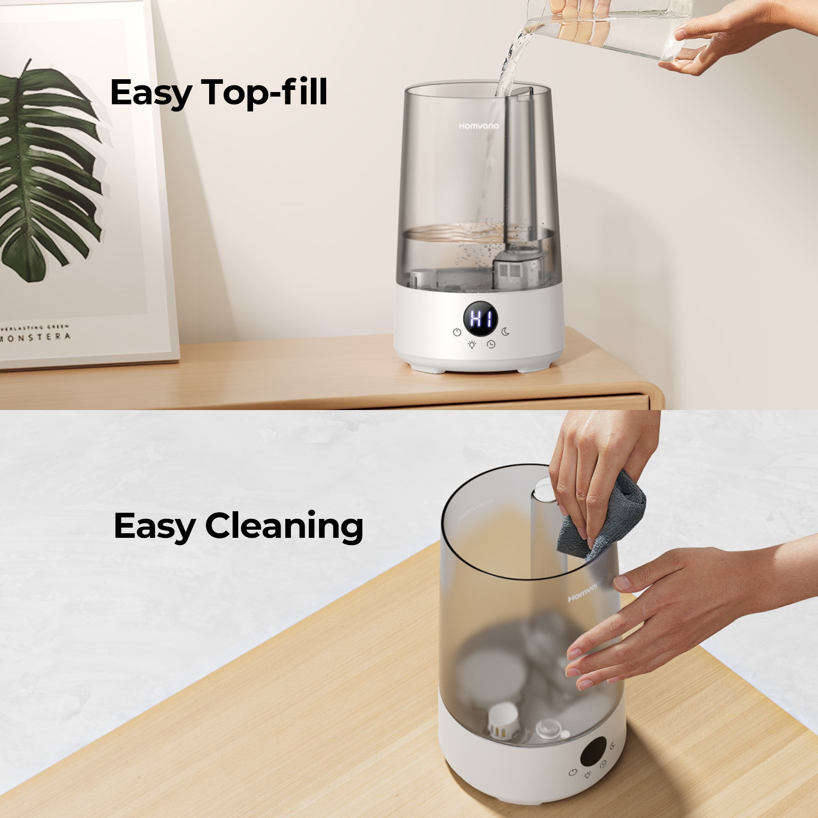 Homvana H101 Humidifier, 0.79 Gal (3l), Cool Mist Dry Burn, Bpa Free ...