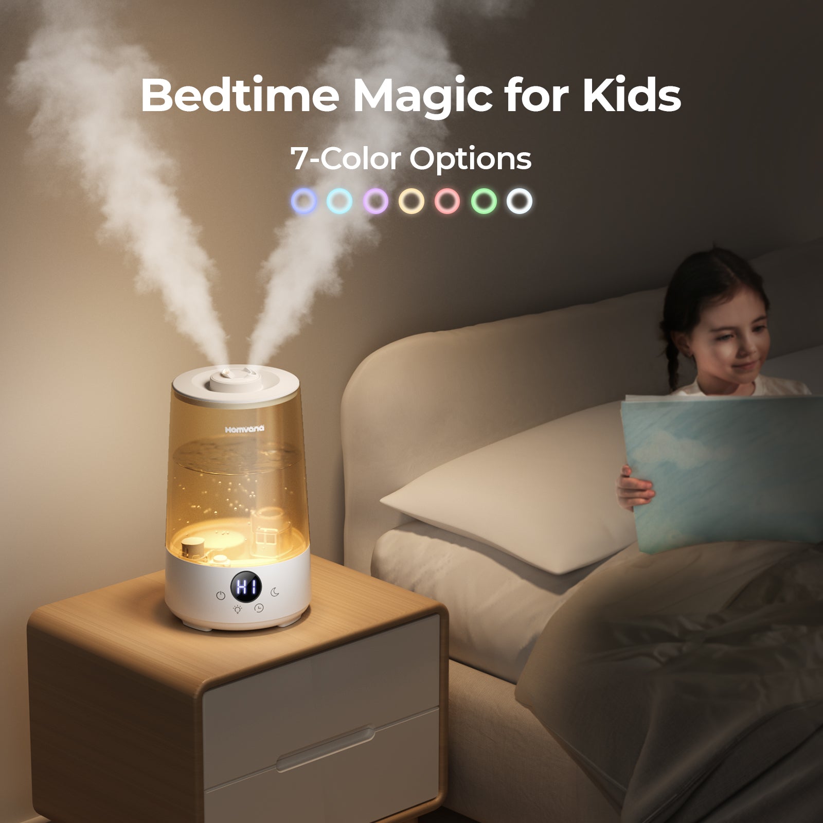 Homvana H101 Humidifier, 0.79 Gal (3l), Cool Mist Dry Burn, Bpa Free ...