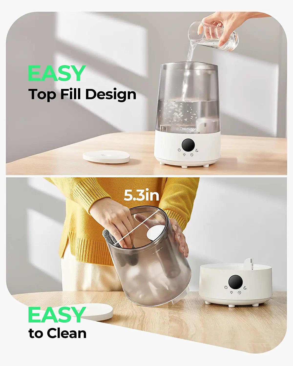 Homvana H101 Humidifier, 0.79 Gal (3l), Cool Mist Dry Burn, Bpa Free ...